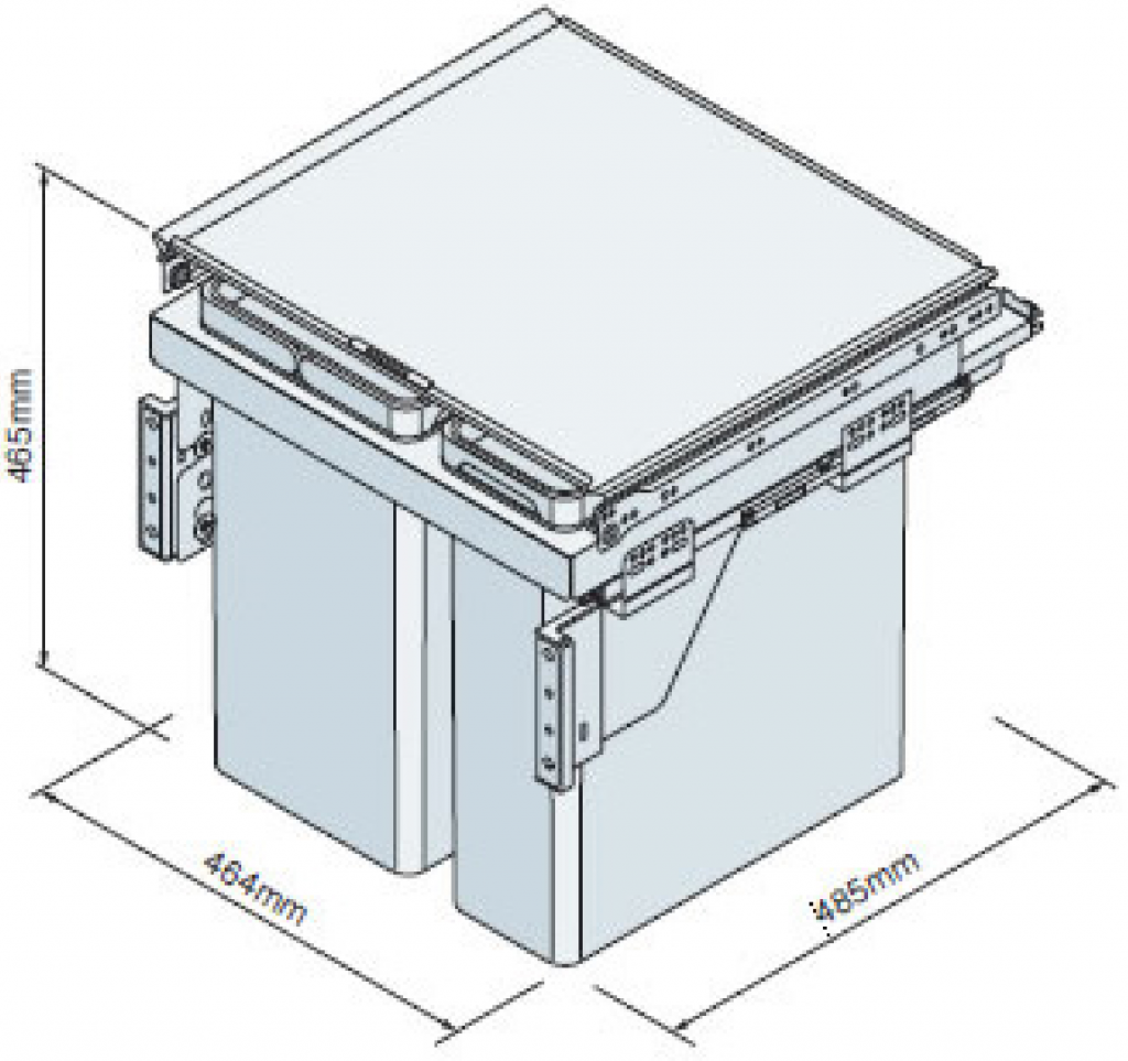Side Mounted Waste Bins – Soft Close 50cm – GWA